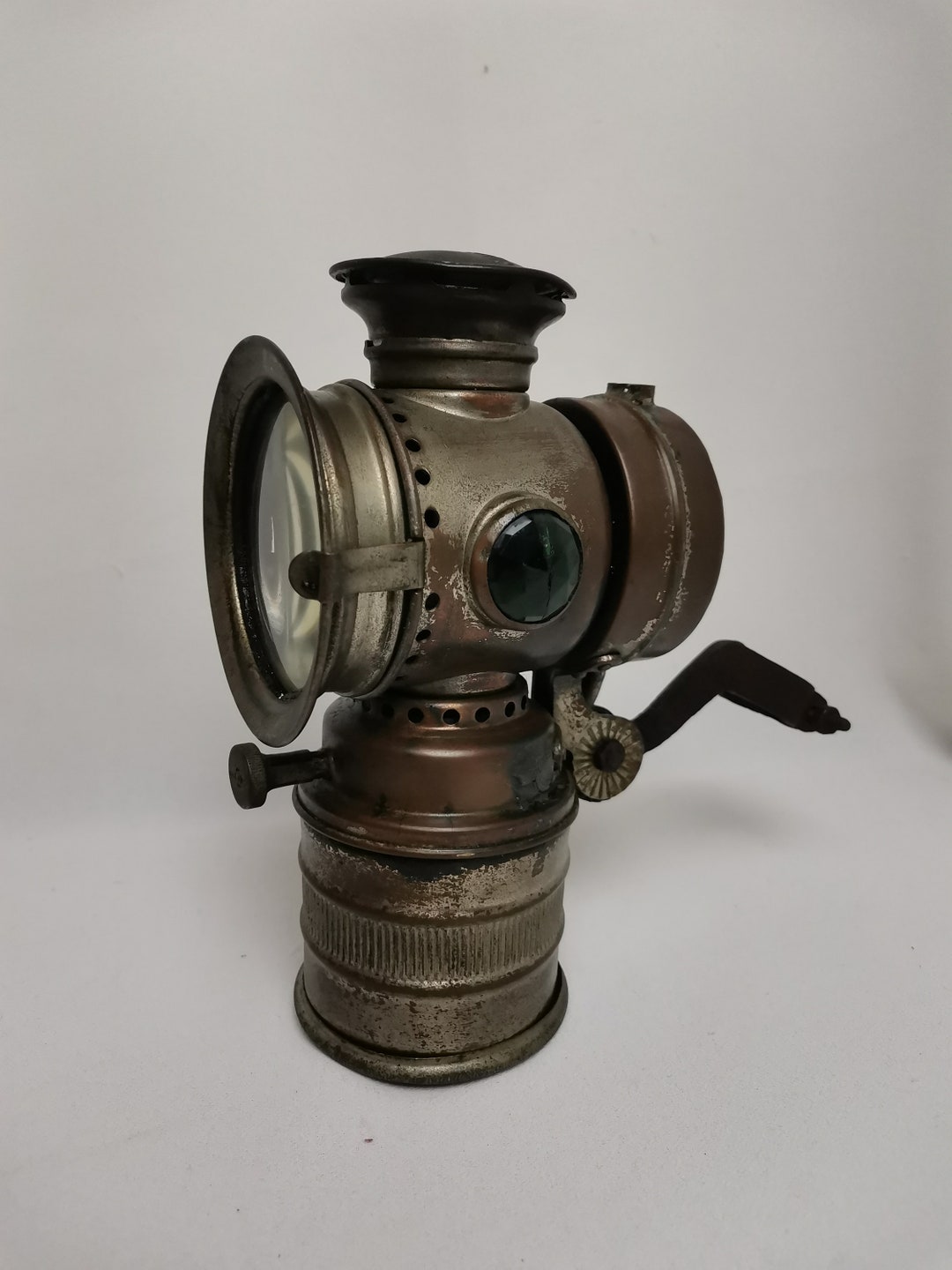 Antique Carbide Bicycle Lamp With Green and Red Glass Super Scout 1920s ...