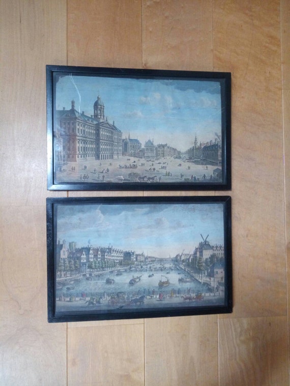 Set of Two Antique Hand-colored Line Engravings Amsterdam by - Etsy