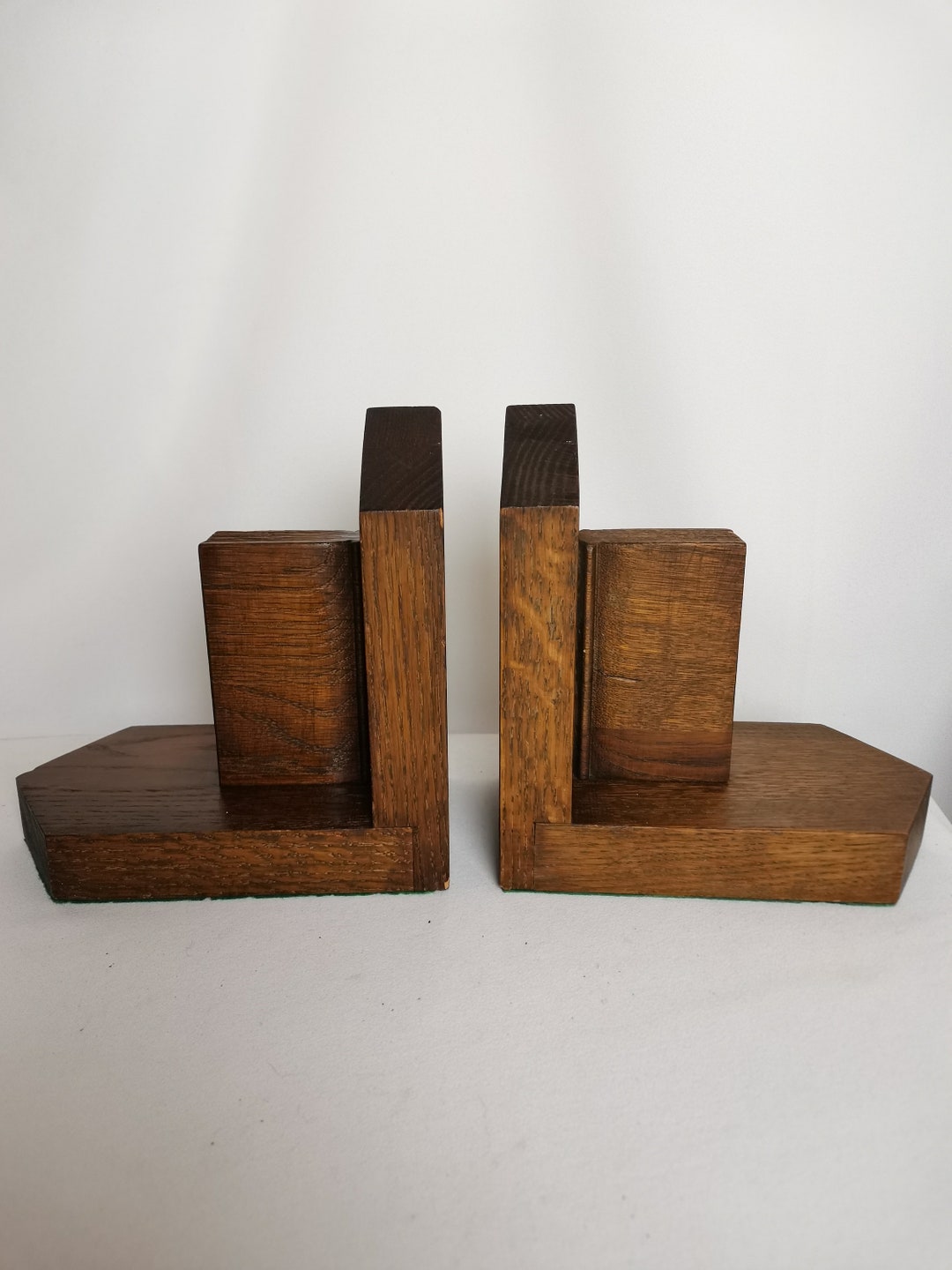 Vintage Set of Oak Bookends in Book Shape Large and Heavy 1950s Vintage ...