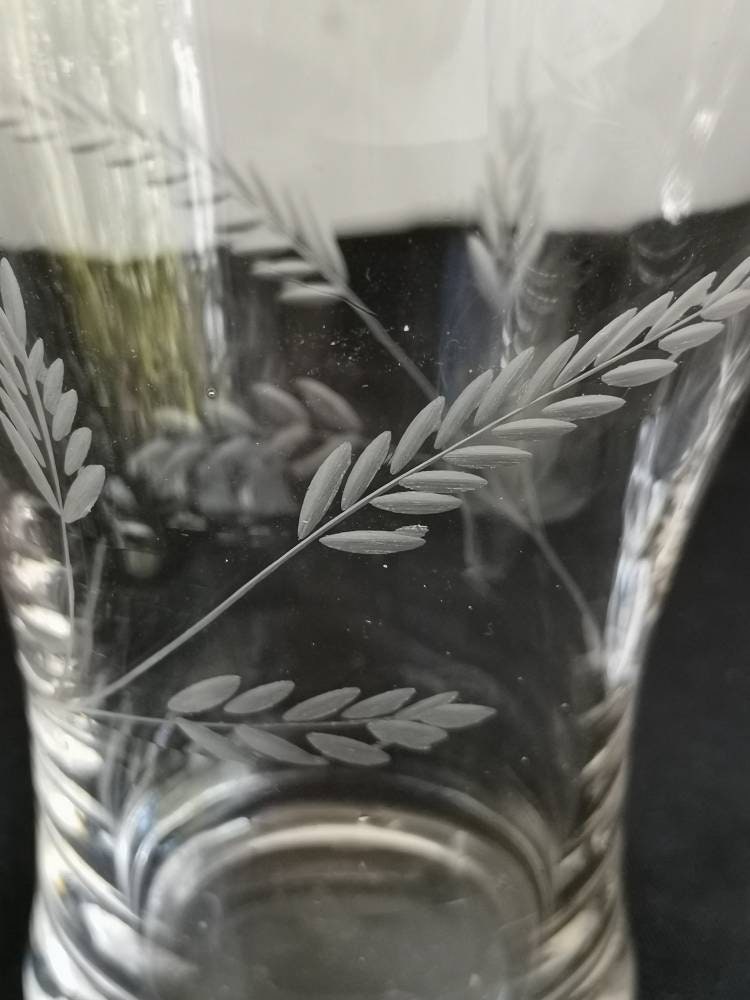 Set of Antique Handmade Glasses With Engraved Wheat Stalks 2 Liqueur ...
