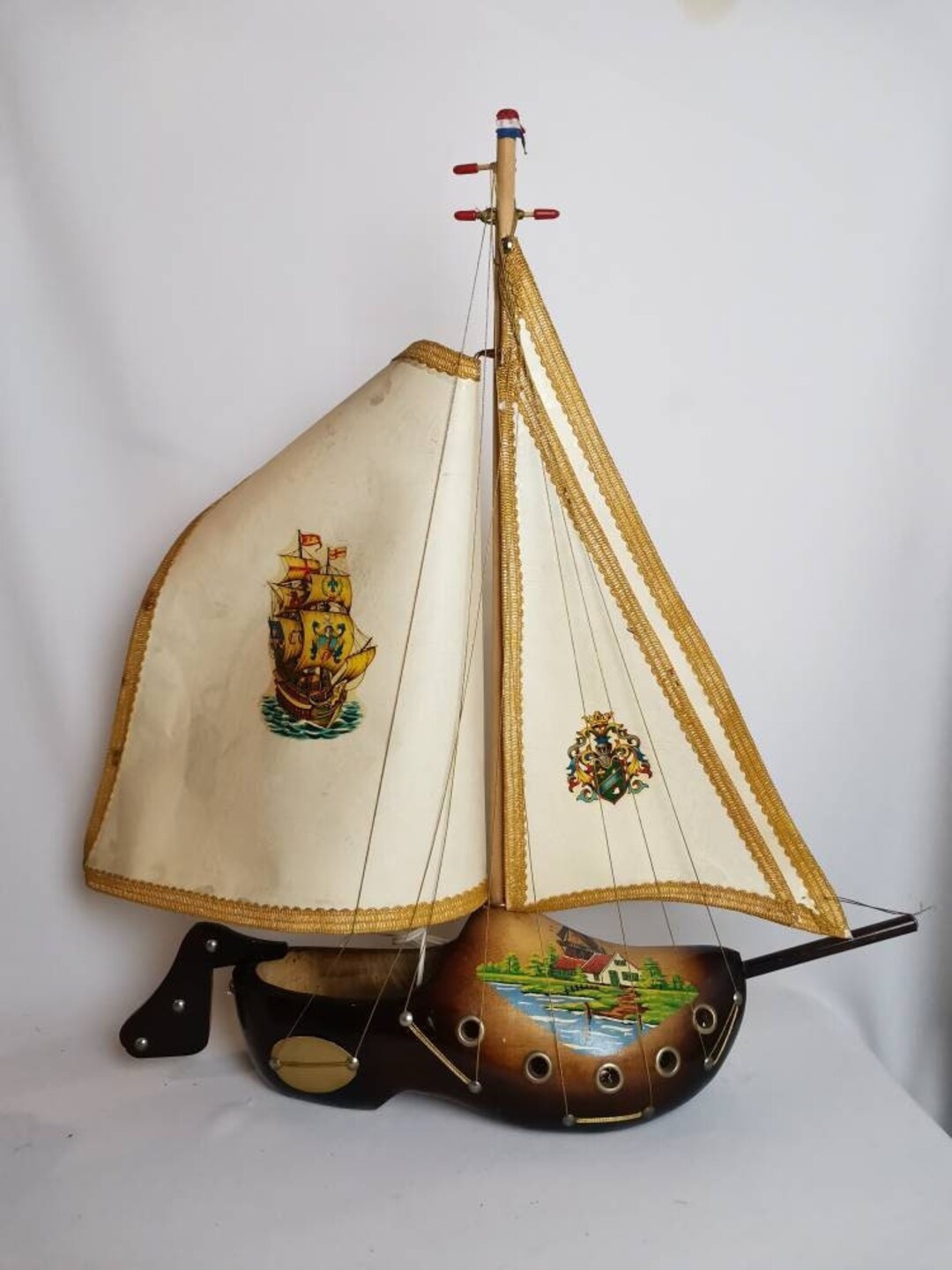 Vintage Ship Lamp Boat Lamp Made From a Wooden Shoe Clog 1950s Clog ...