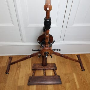 Antique Wool Mill With Counting Mechanism Brake Bone Knobs Wood Turning ...