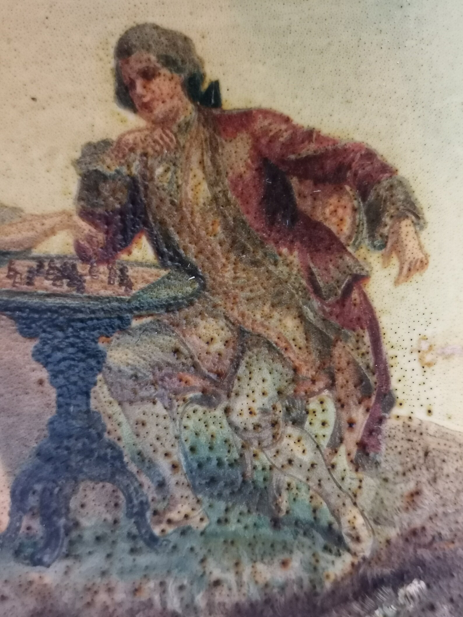 Framed Antique Tile With Romantic Chess Playing Couple 19th Century ...