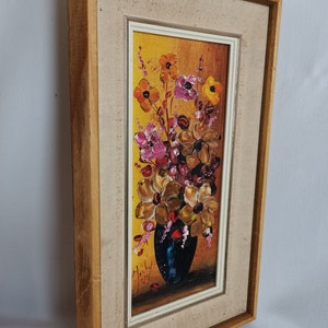 Vintage Original Oil Painting Flower Still Life Jacky in Frame 1960s ...