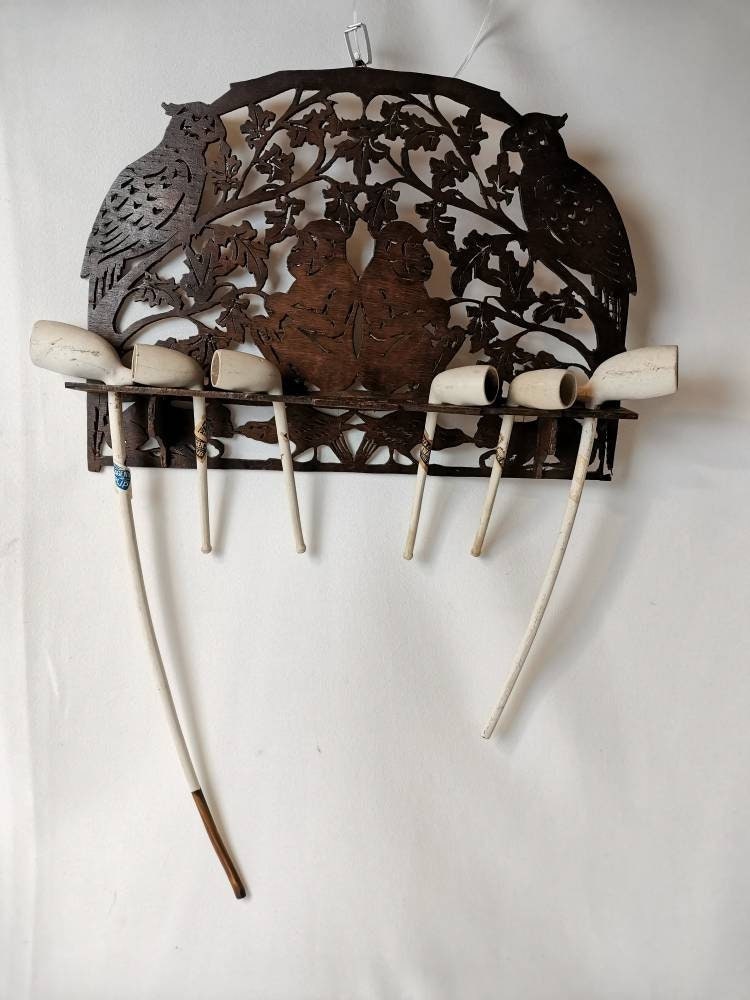 Antique Wood Pipe Rack With 6 Gouda Clay Pipes Goedewaagen | Etsy