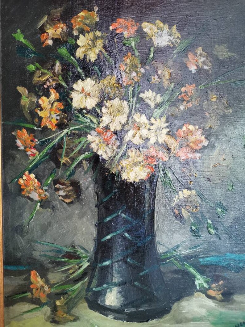 Antique Original Flower Still Life Carnations in Vase in - Etsy