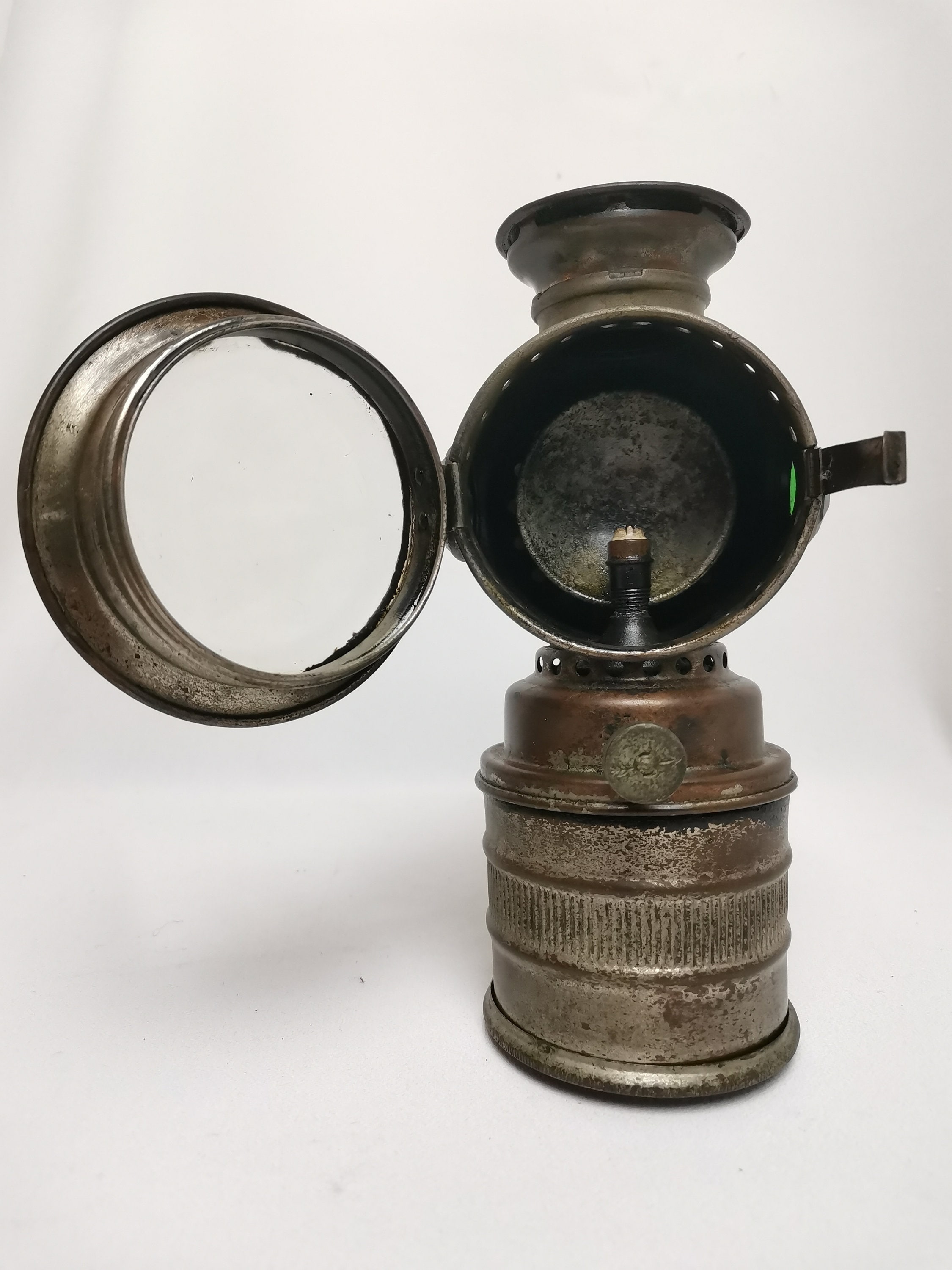 Antique Carbide Bicycle Lamp With Green and Red Glass Super Scout 1920s ...