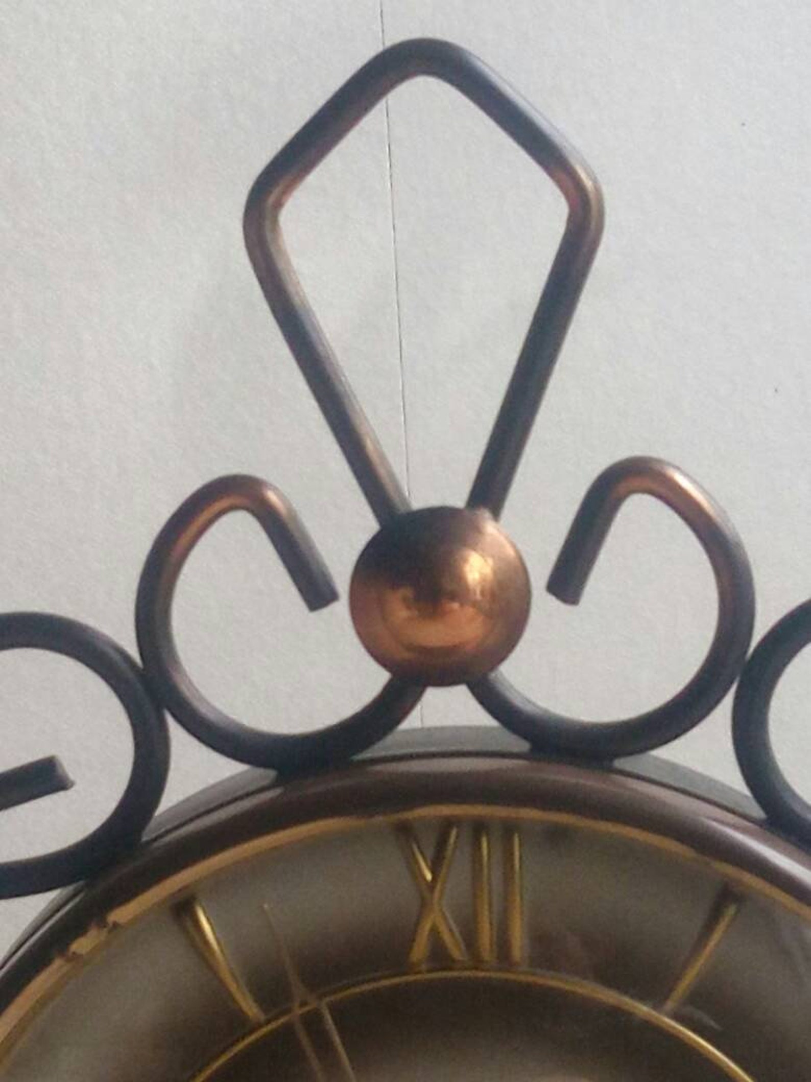 Antique Copper Table Clock With Curled Ironwork 1940s Art | Etsy