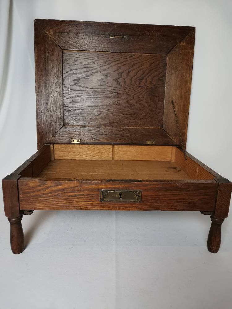 Antique Oak Writing Box on Legs 1910s Decorative Oak Lectern | Etsy