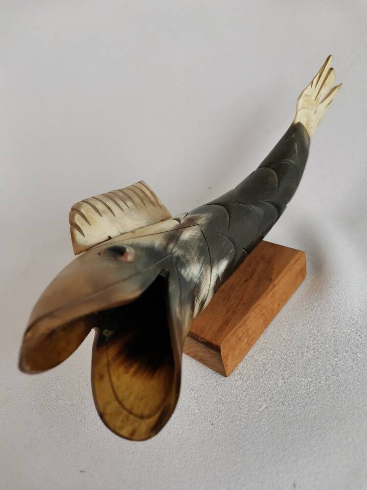 Antique Fish Made of Bull Horn and Wood 1940s | Antique Figurine Fish ...