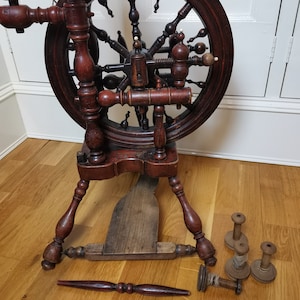 Antique Spinning Wheel Made of Wood With Bone Decoration and ...