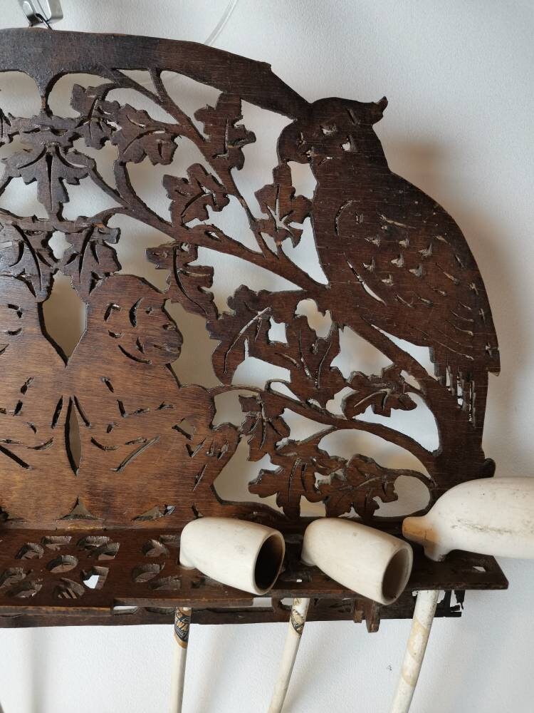 Antique Wood Pipe Rack With 6 Gouda Clay Pipes Goedewaagen | Etsy