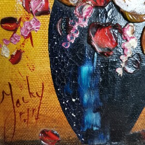 Vintage Original Oil Painting Flower Still Life Jacky in Frame 1960s ...