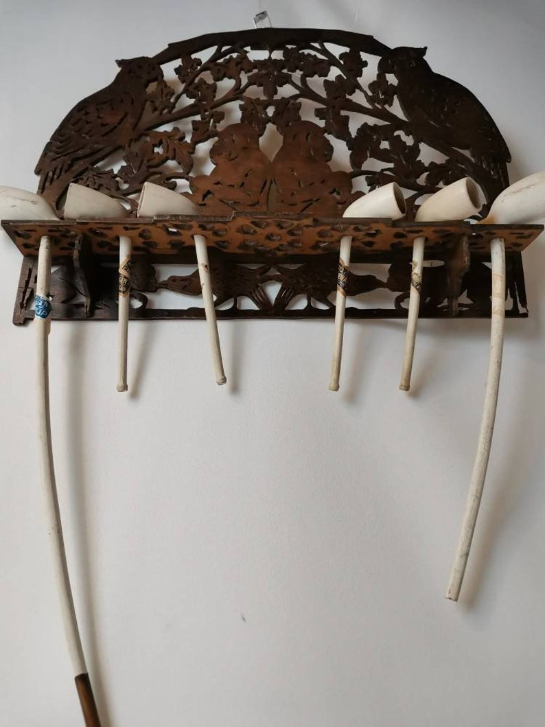 Antique Wood Pipe Rack With 6 Gouda Clay Pipes Goedewaagen | Etsy