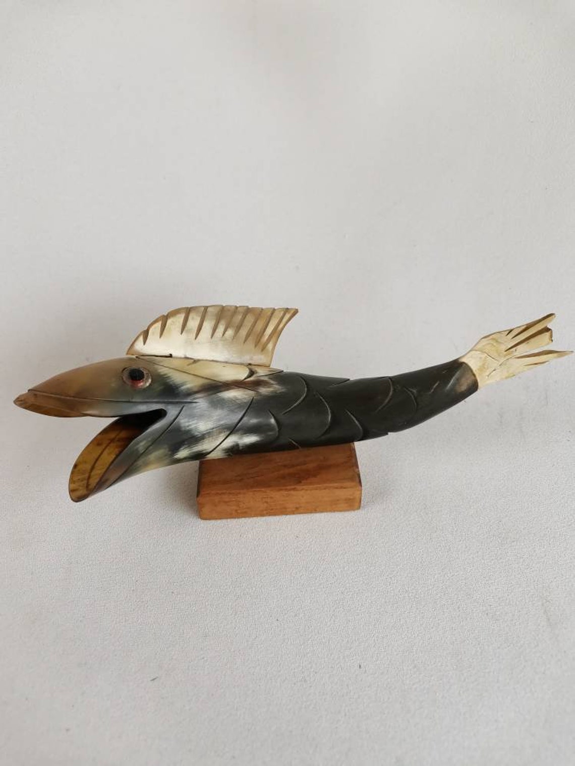 Antique Fish Made of Bull Horn and Wood 1940s | Antique Figurine Fish ...