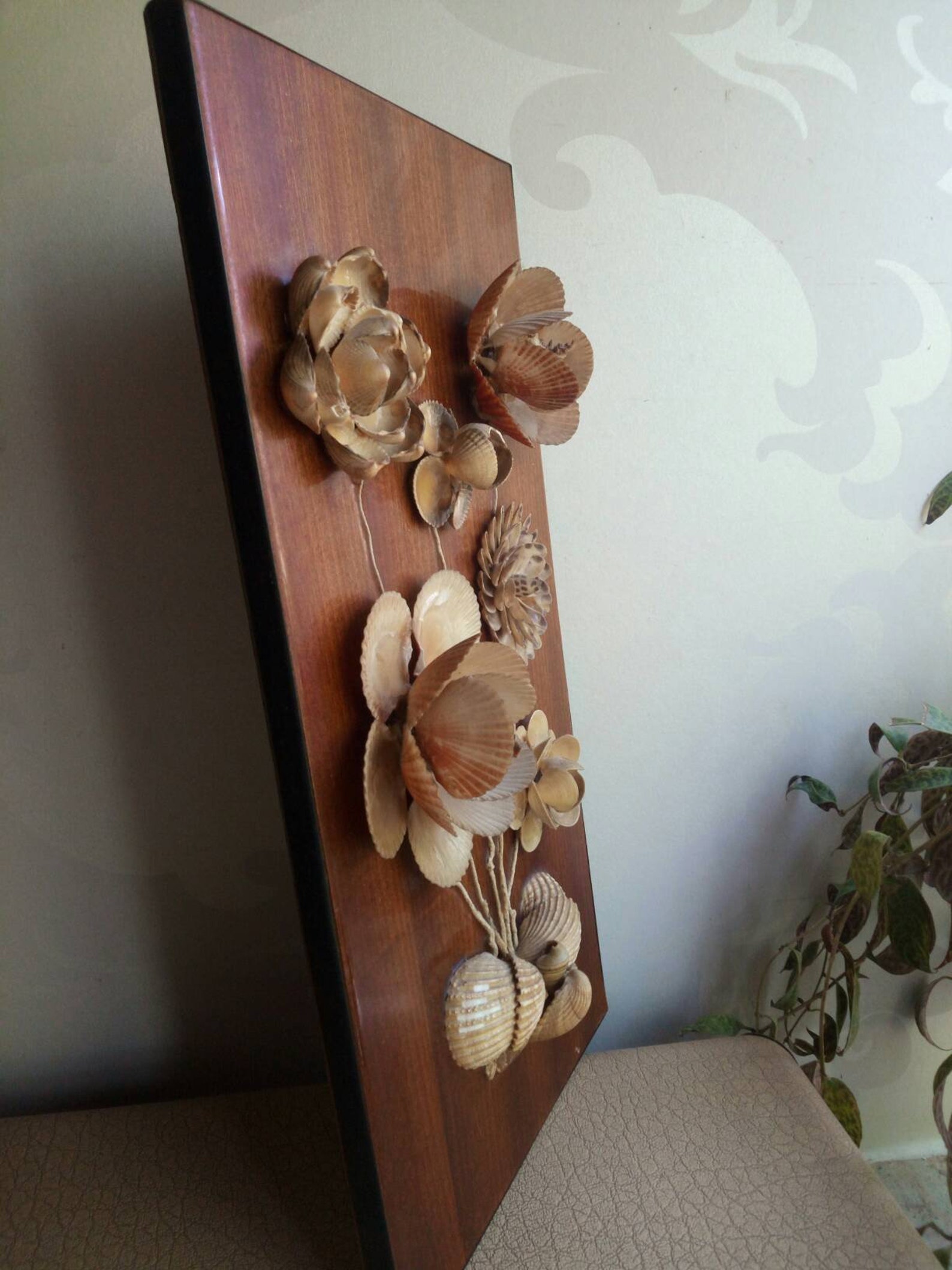 Vintage Shells Painting 1960s Teak Panel With Clams Coral | Etsy