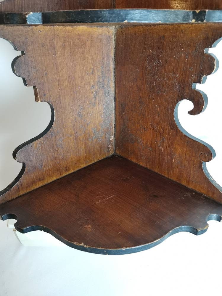 Antique Gothic Corner Console With Two Shelves 1900s Antique Wooden ...