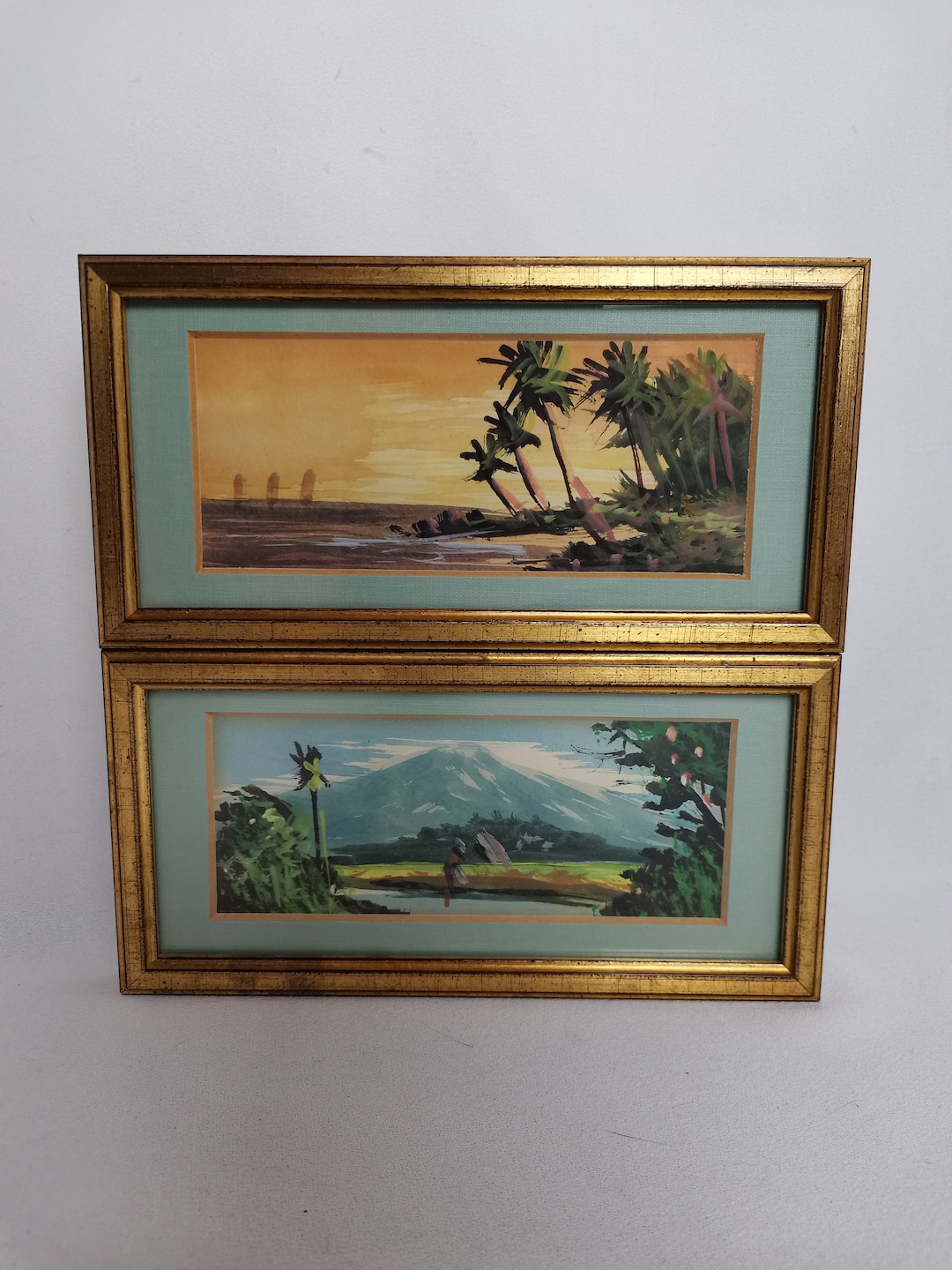 Vintage Set of 2 Original Javanese Miniature Watercolors Indonesian ...