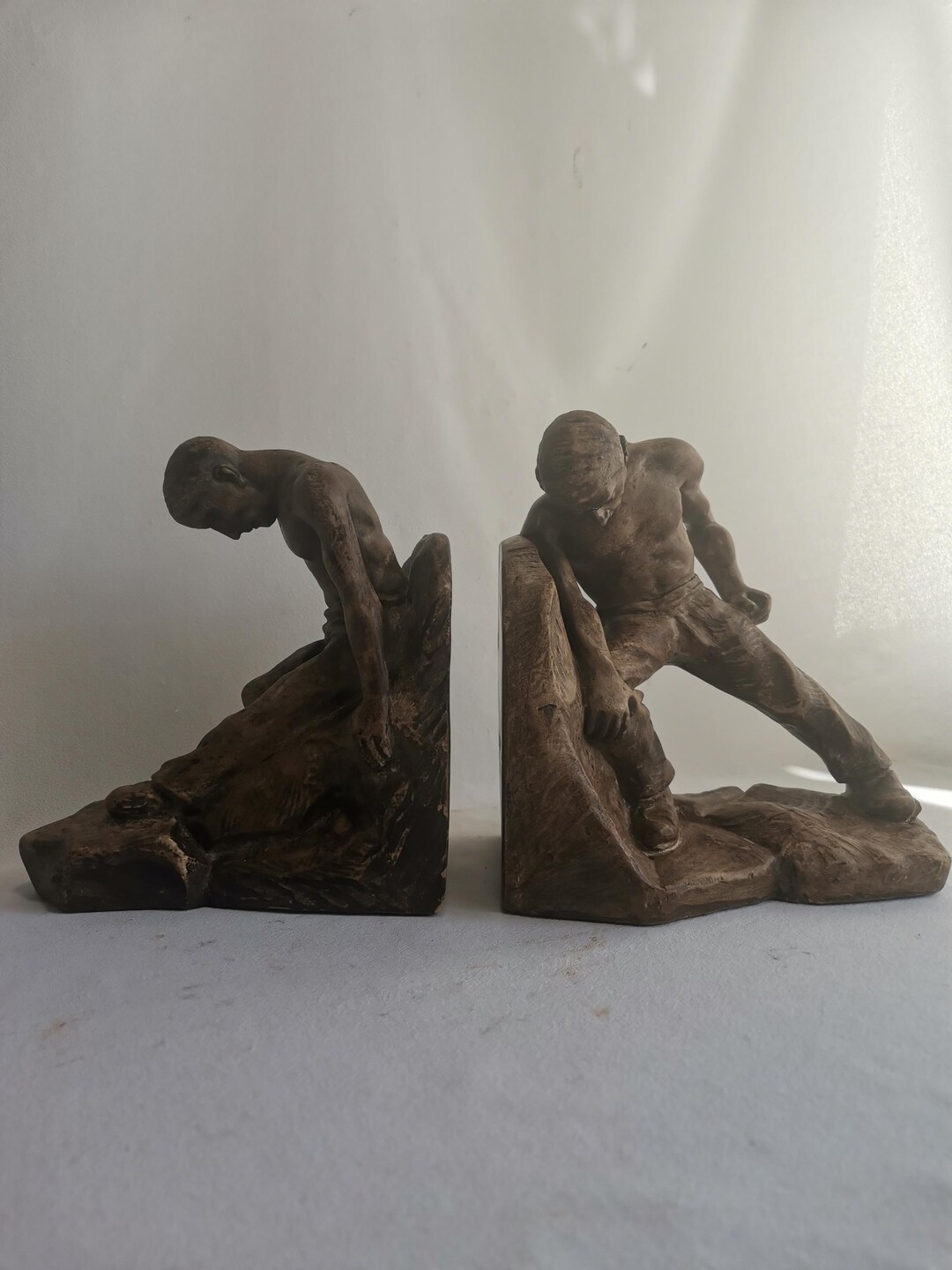 Antique Bookends Hard Working Men by Antheunis 1920s Laborer Bookends ...