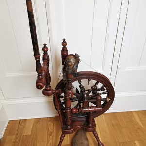 Antique Spinning Wheel Made of Wood With Bone Decoration and ...