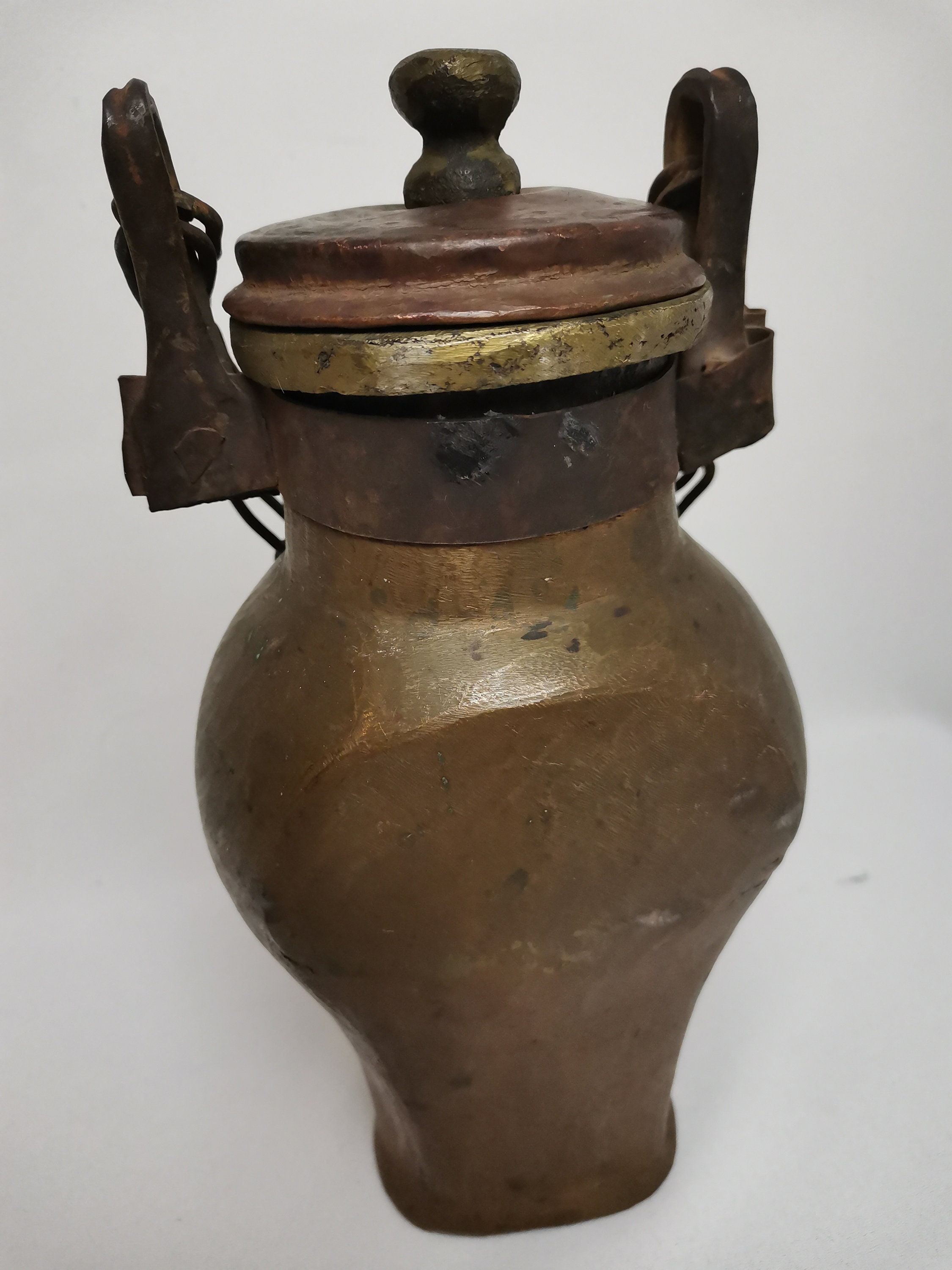 Antique Copper Water or Oil Bottle With Chain 19th Century | Antique ...