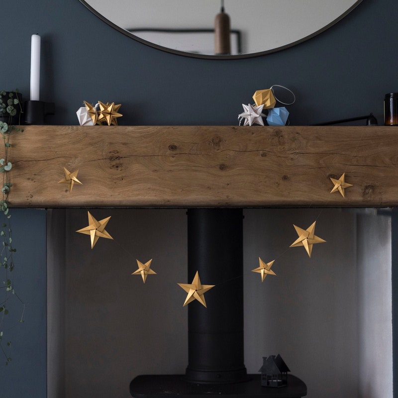 Silver Paper Stars Garland - Etsy