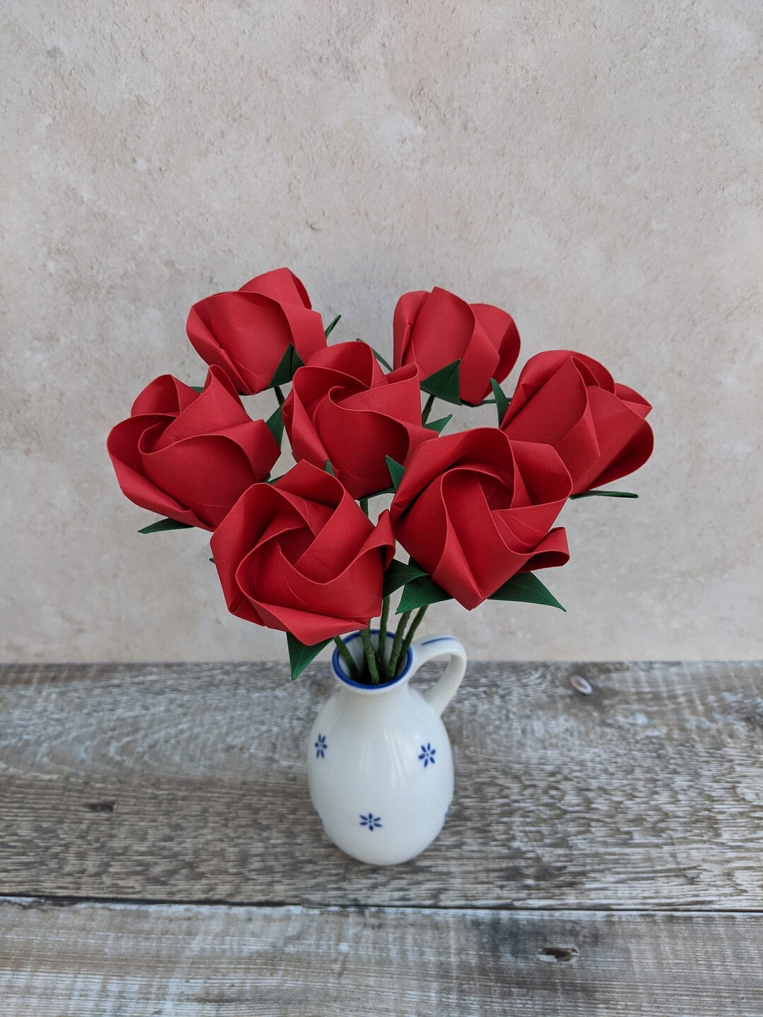 Origami Red Roses, 1st Wedding Anniversary Gift for Wife, Paper Flowers ...