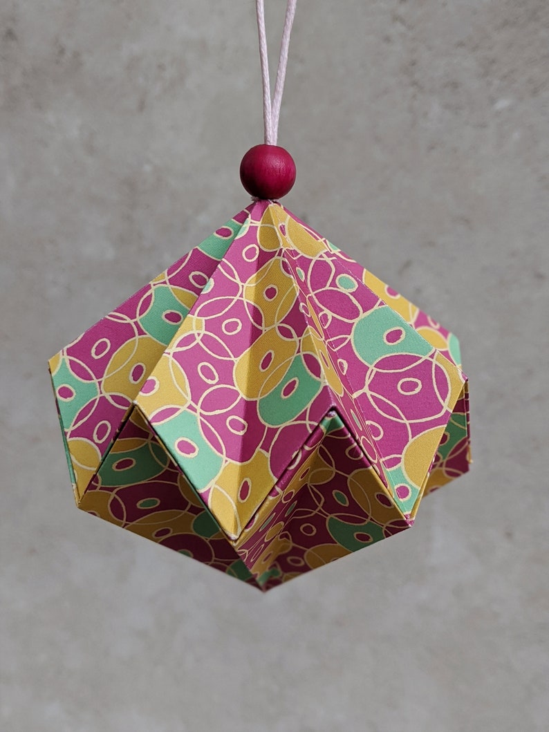 Origami Patterned Christmas Baubles Set of 3 Paper Tree - Etsy