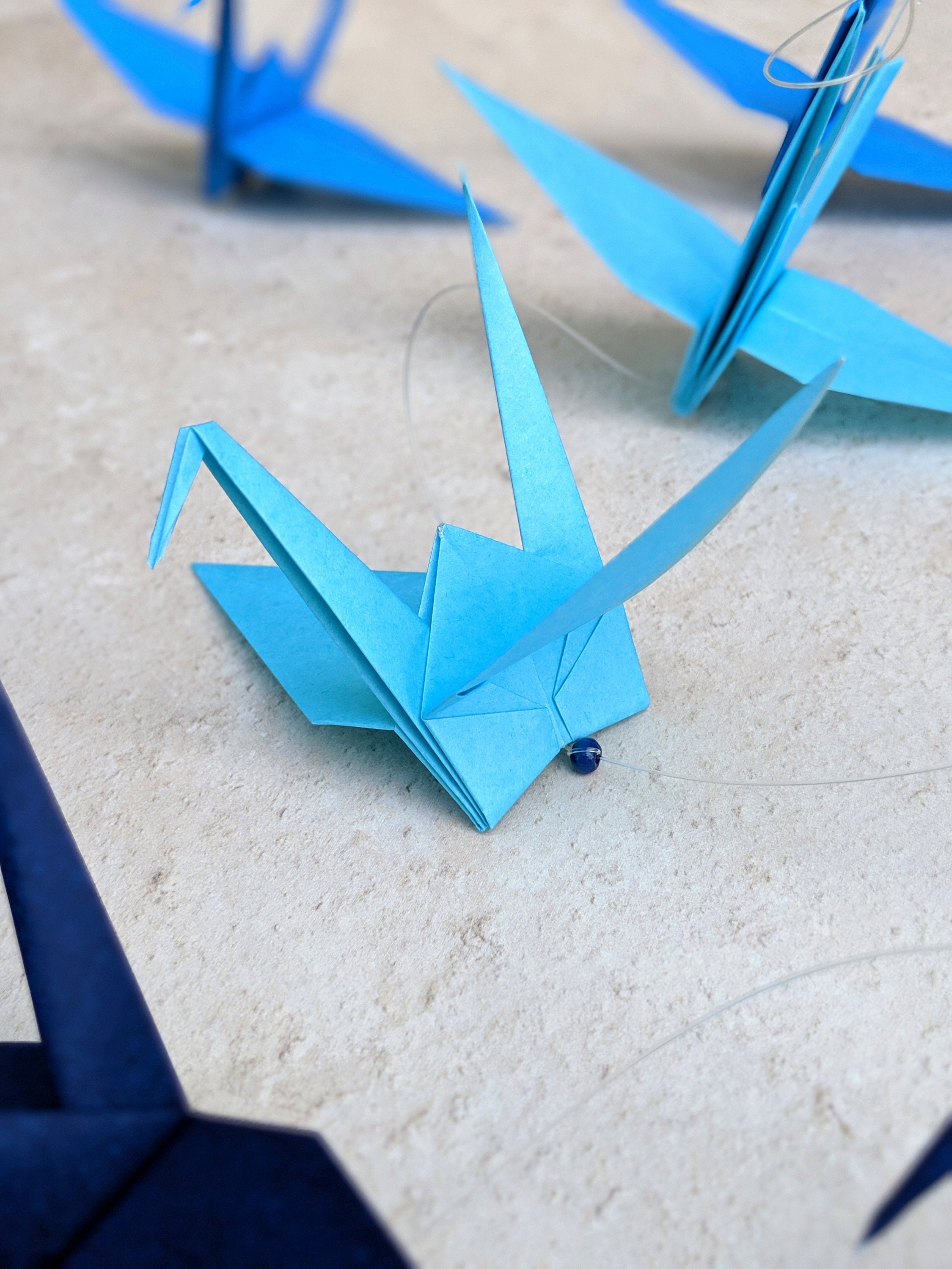 blue decoration Garland cranes Japanese bird garland origami suspension ...
