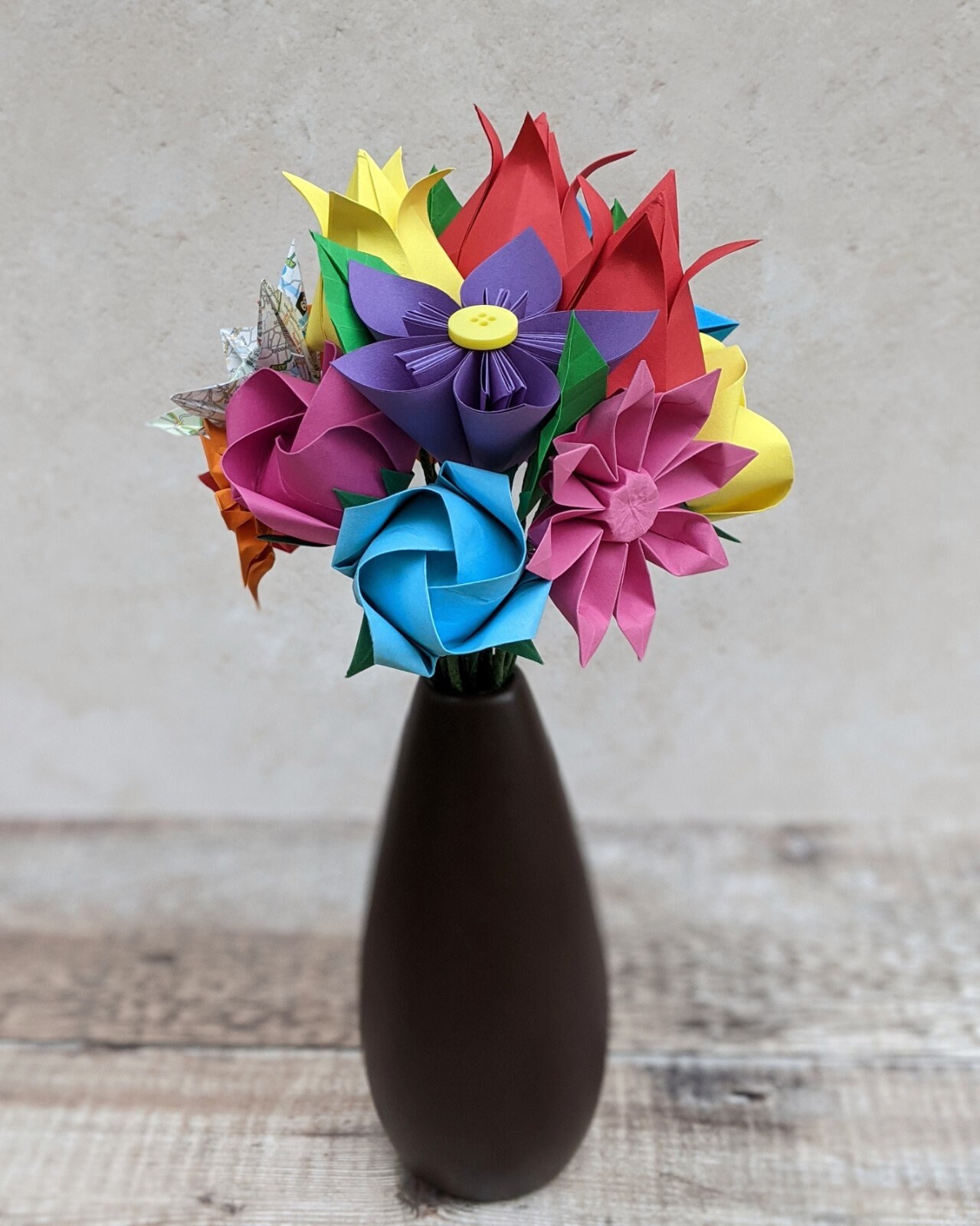 Colourful Bridal Bouquet, Upcycled Map Flowers, Unique Origami Keepsake ...