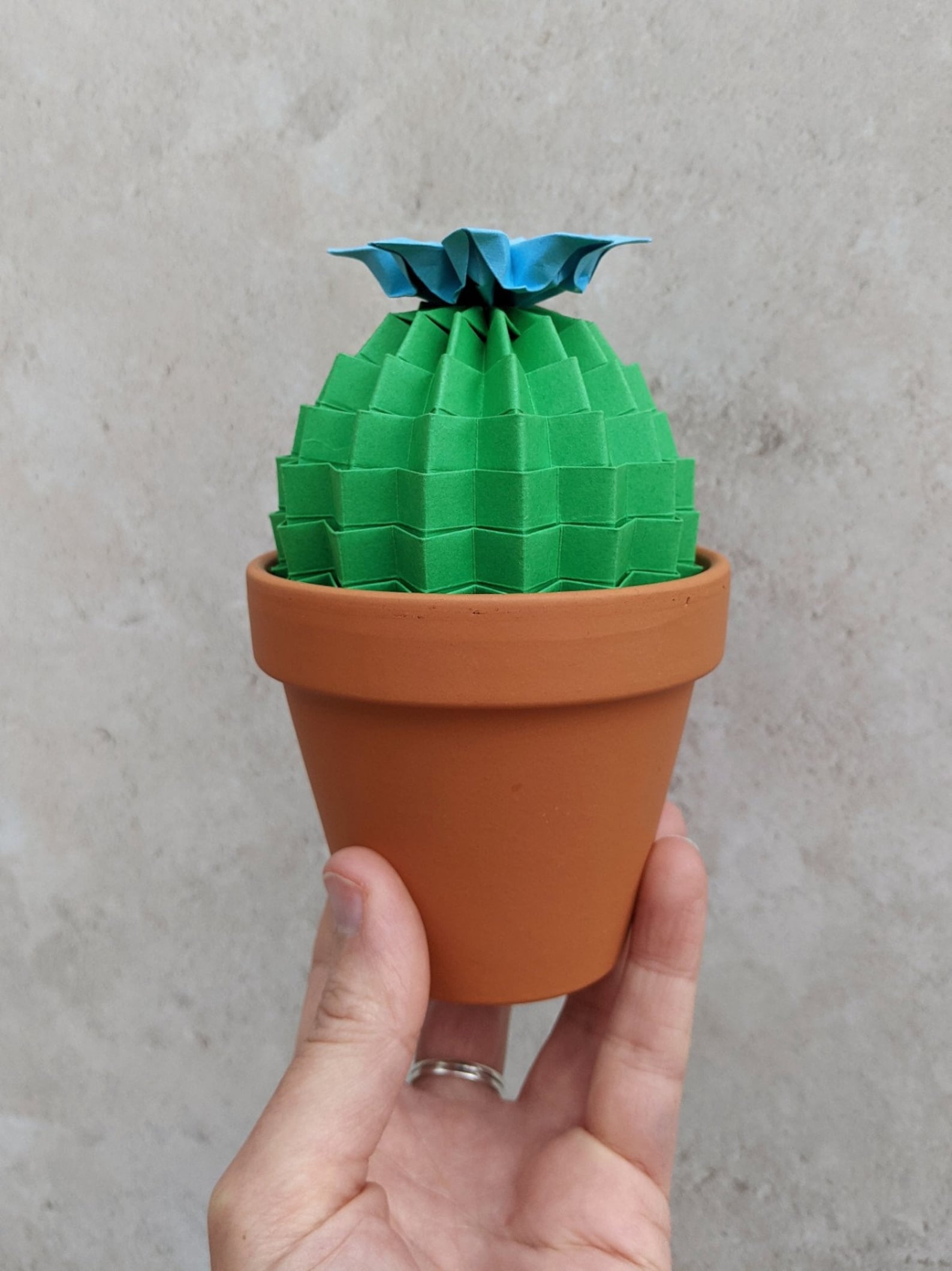 Origami Paper Cactus Plant, Green Faux Succulent, Houseplant, Home ...