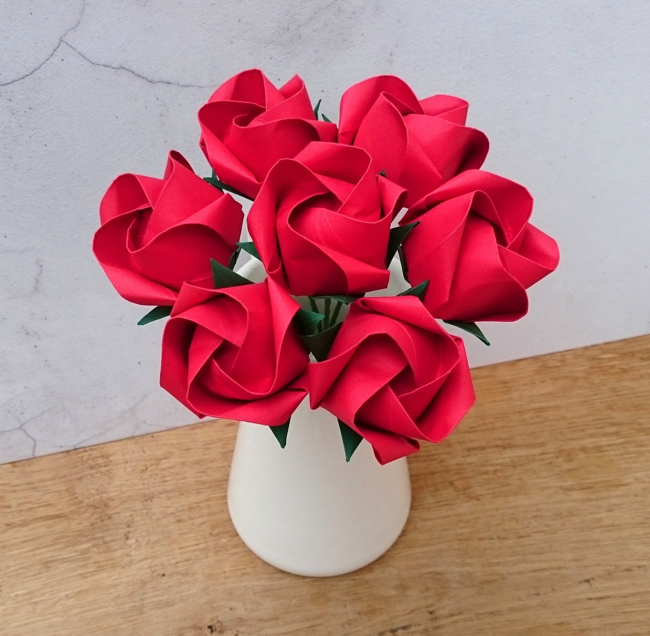 Origami Red Roses 1st Anniversary Gift for Her Paper Flowers | Etsy