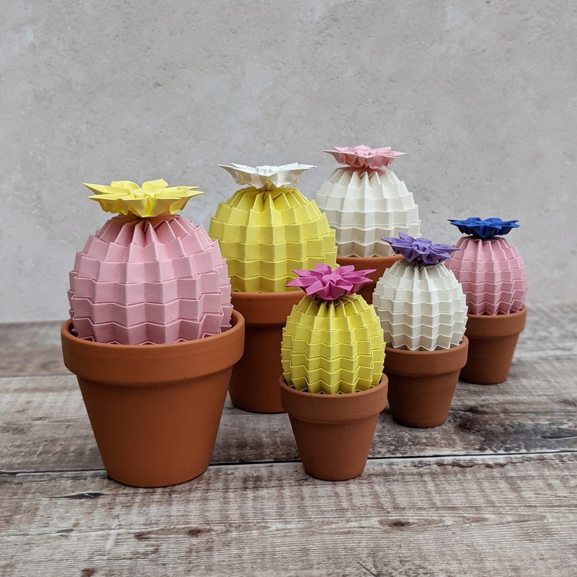 Origami Paper Cactus Plant, Green Faux Succulent, Houseplant, Home ...