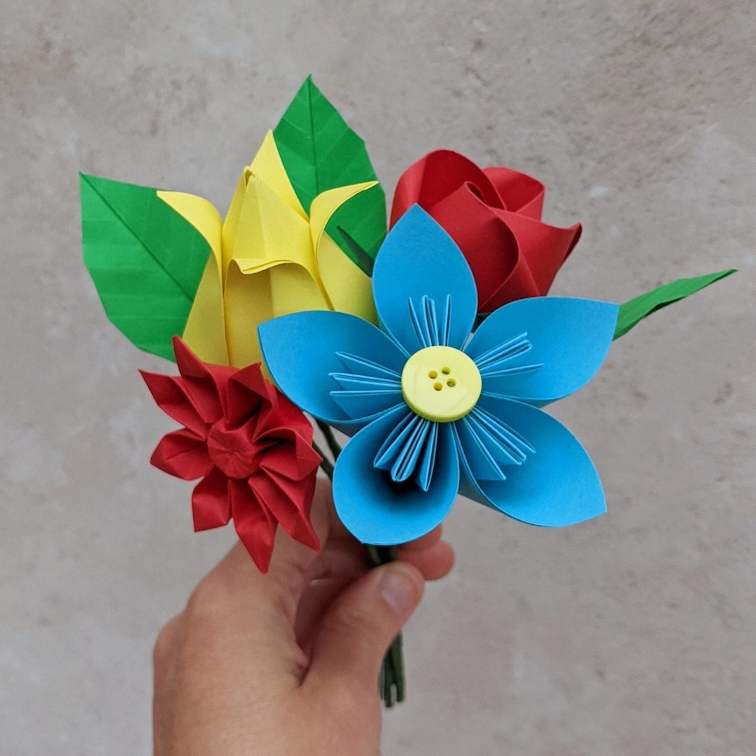 Origami Paper Flowers, Eco Friendly Gift, Colourful Keepsake Blooms ...