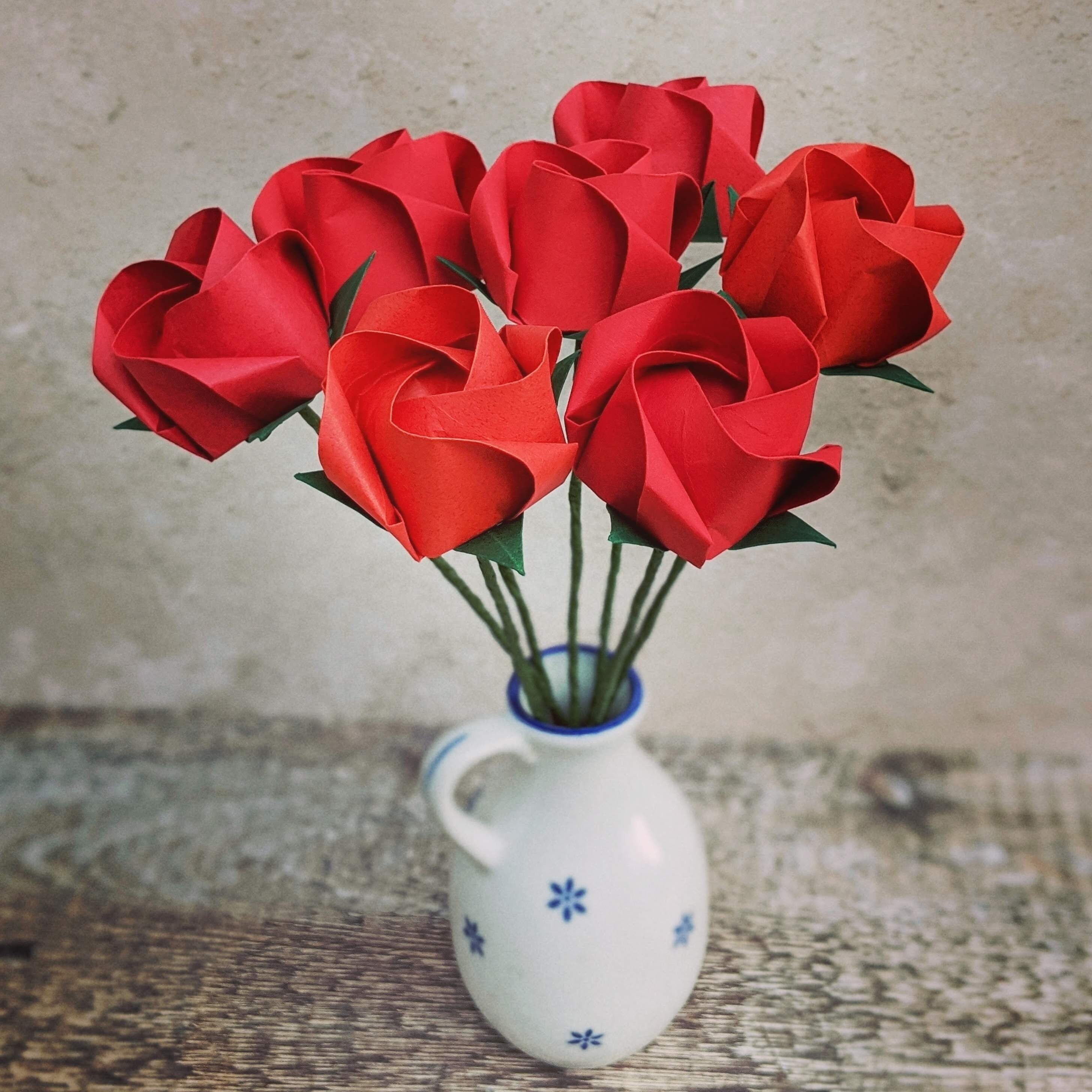 Origami Red Roses, Mother's Day Gift, 1st Wedding Anniversary Gift for ...
