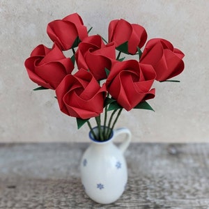 Origami Red Roses, 1st Wedding Anniversary Gift for Wife, Paper Flowers ...