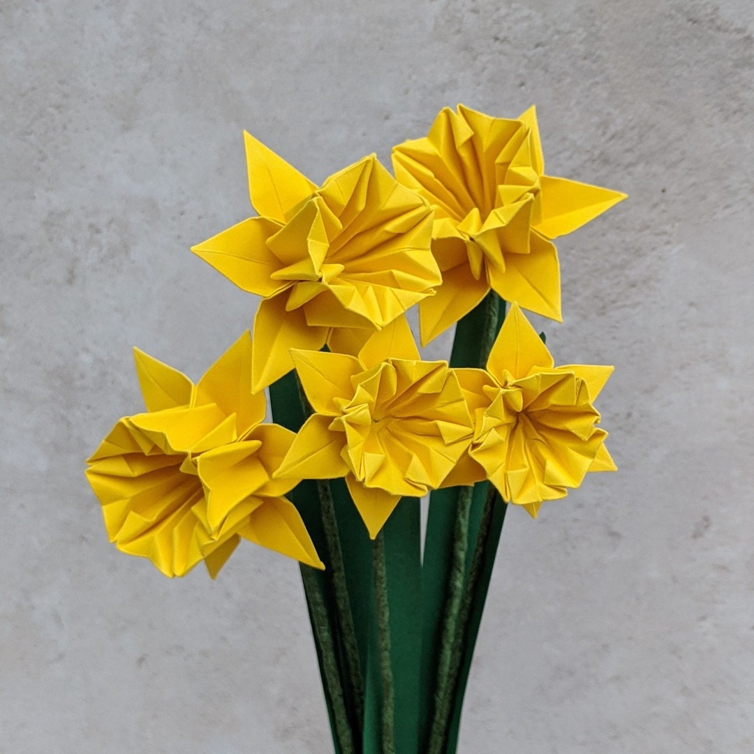 Daffodils Paper Flower Bouquet, Origami Narcissus Flowers, Eco Friendly ...