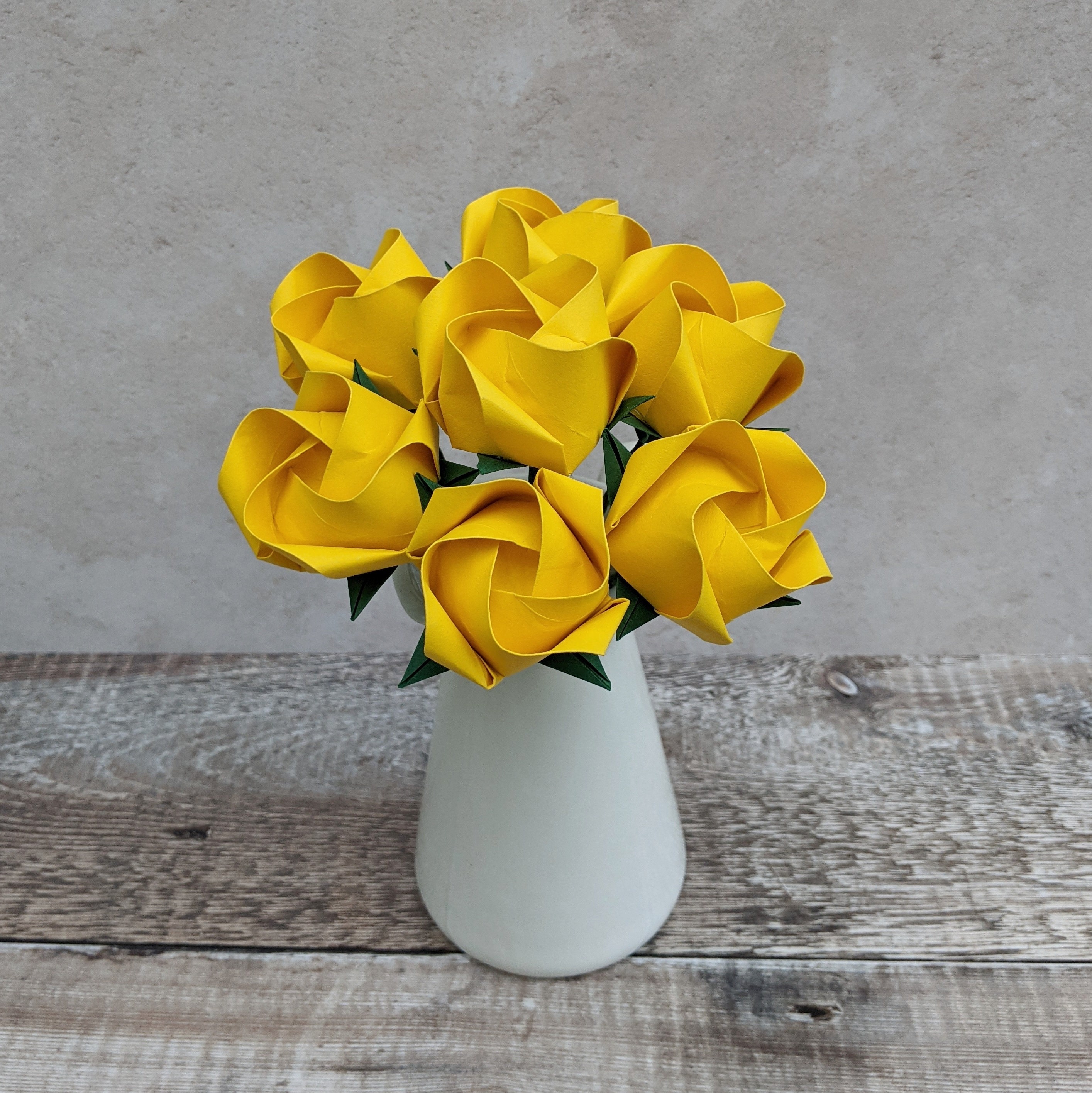 Ramo de rosas de papel amarillas flores de origami regalo de - Etsy México