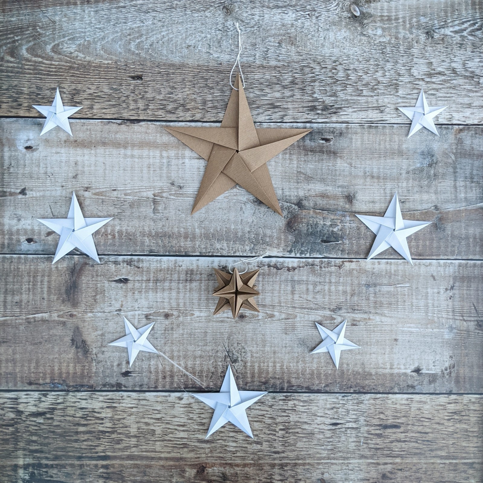 Big Origami Paper Star, Neutral Home Decorations, 19cm Diameter, Eco ...