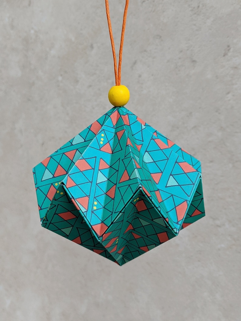 Origami Patterned Christmas Baubles Set of 3 Paper Tree - Etsy