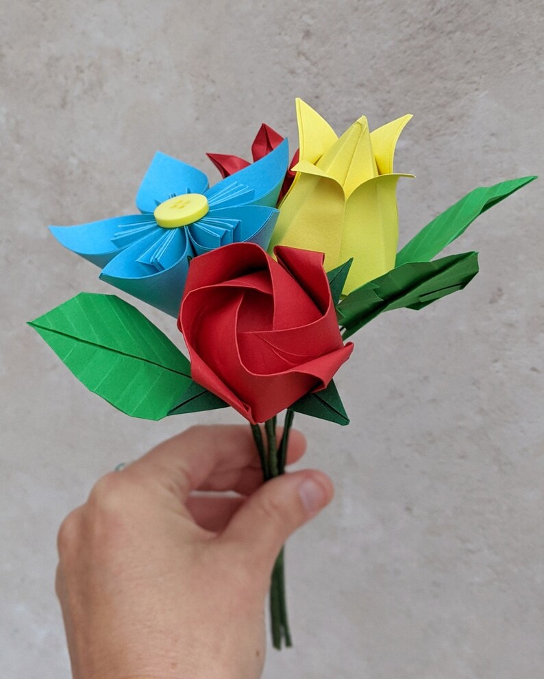 Origami Paper Flowers, Eco Friendly Gift, Colourful Keepsake Blooms ...