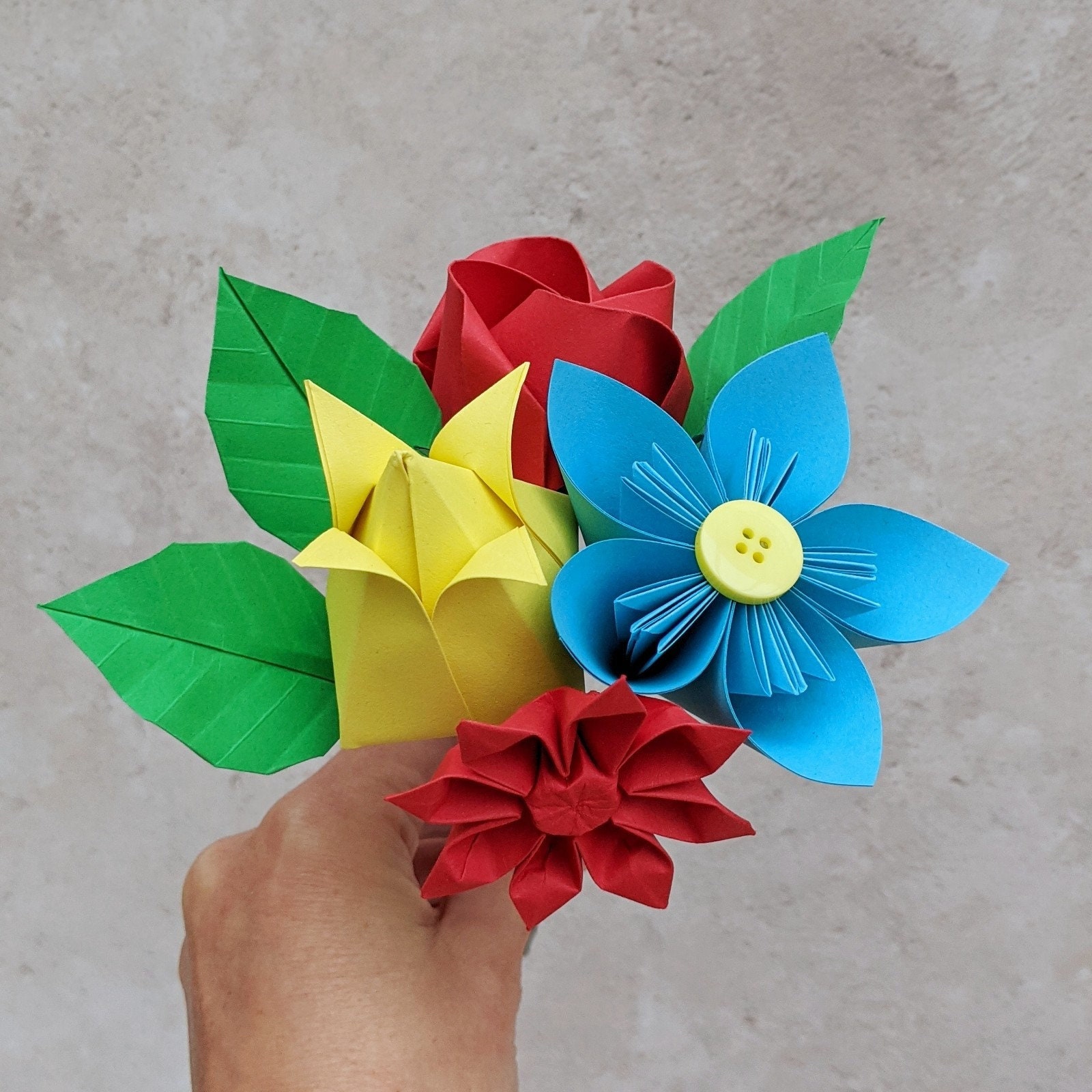 Origami Paper Flowers, Eco Friendly Gift, Colourful Keepsake Blooms ...