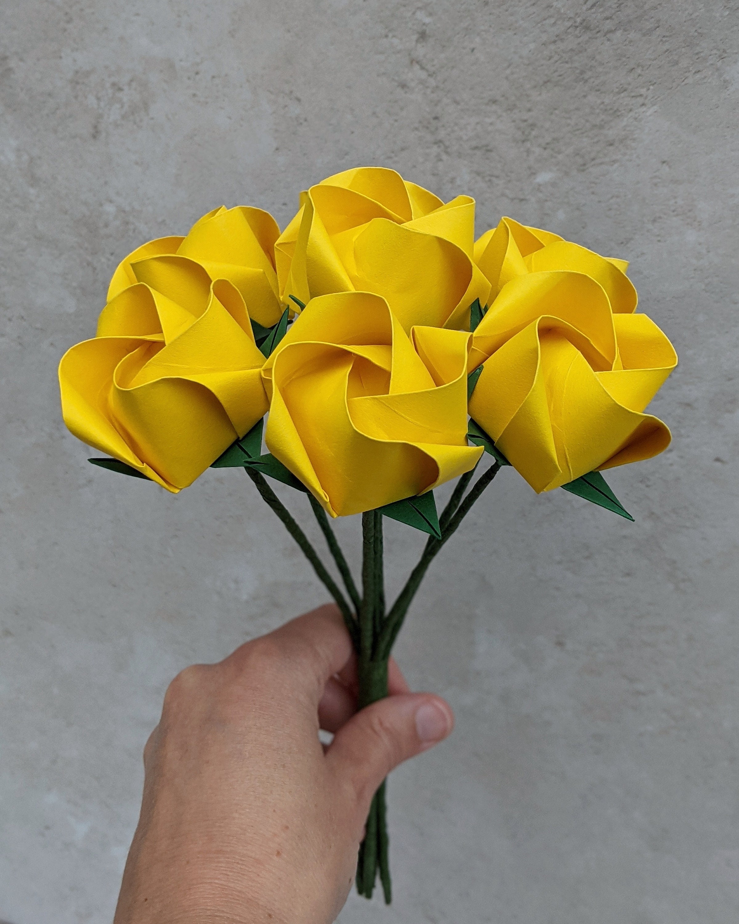 Bouquet of Yellow Paper Roses Origami Flowers Paper First - Etsy