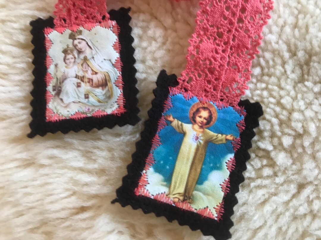 Coral Cotton Corded Brown Wool Scapular, Catholic 100% Wool Brown ...