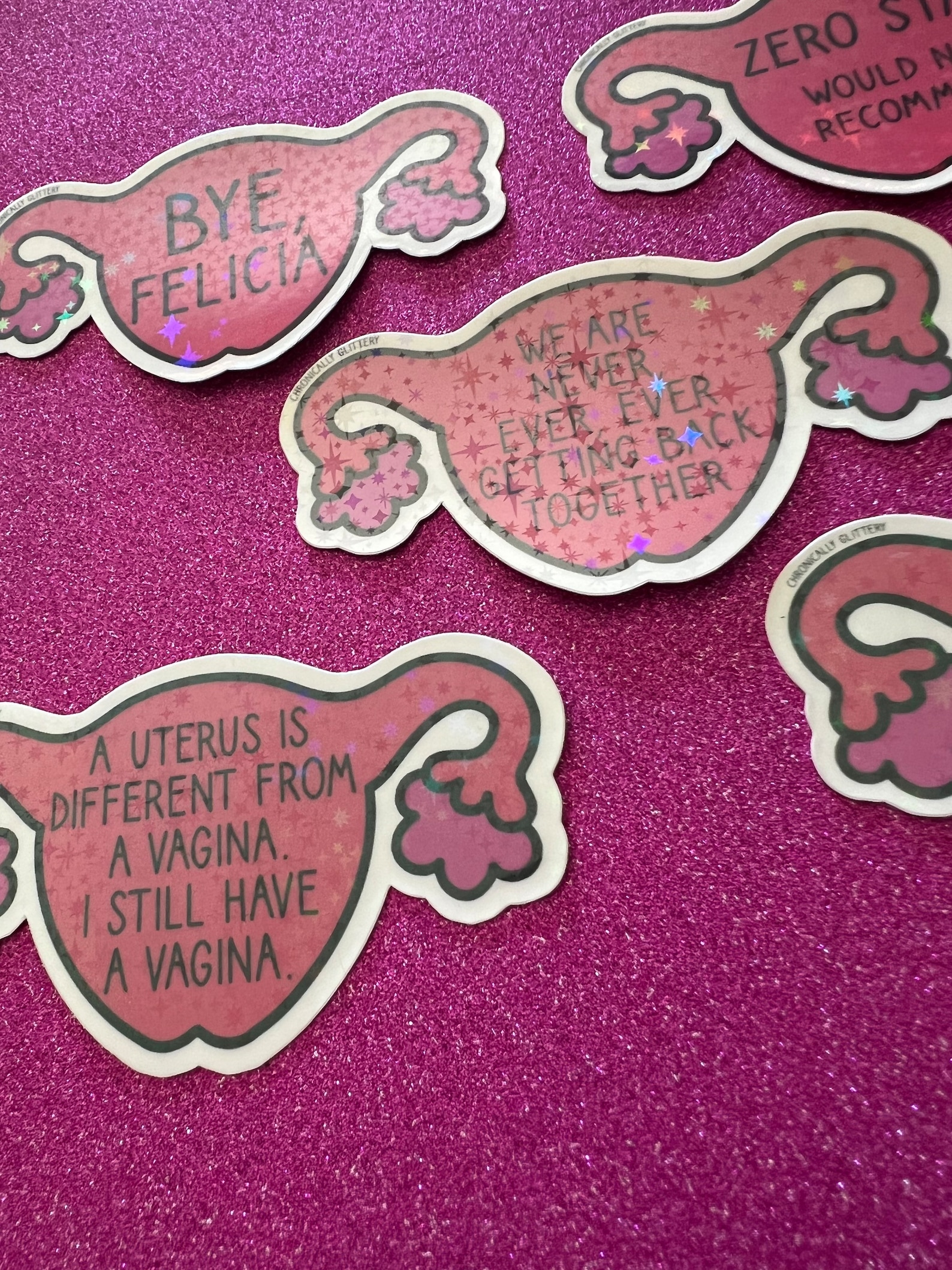 Holographic Funny Hysterectomy Sticker Pack, Chronic Illness, Chronic ...