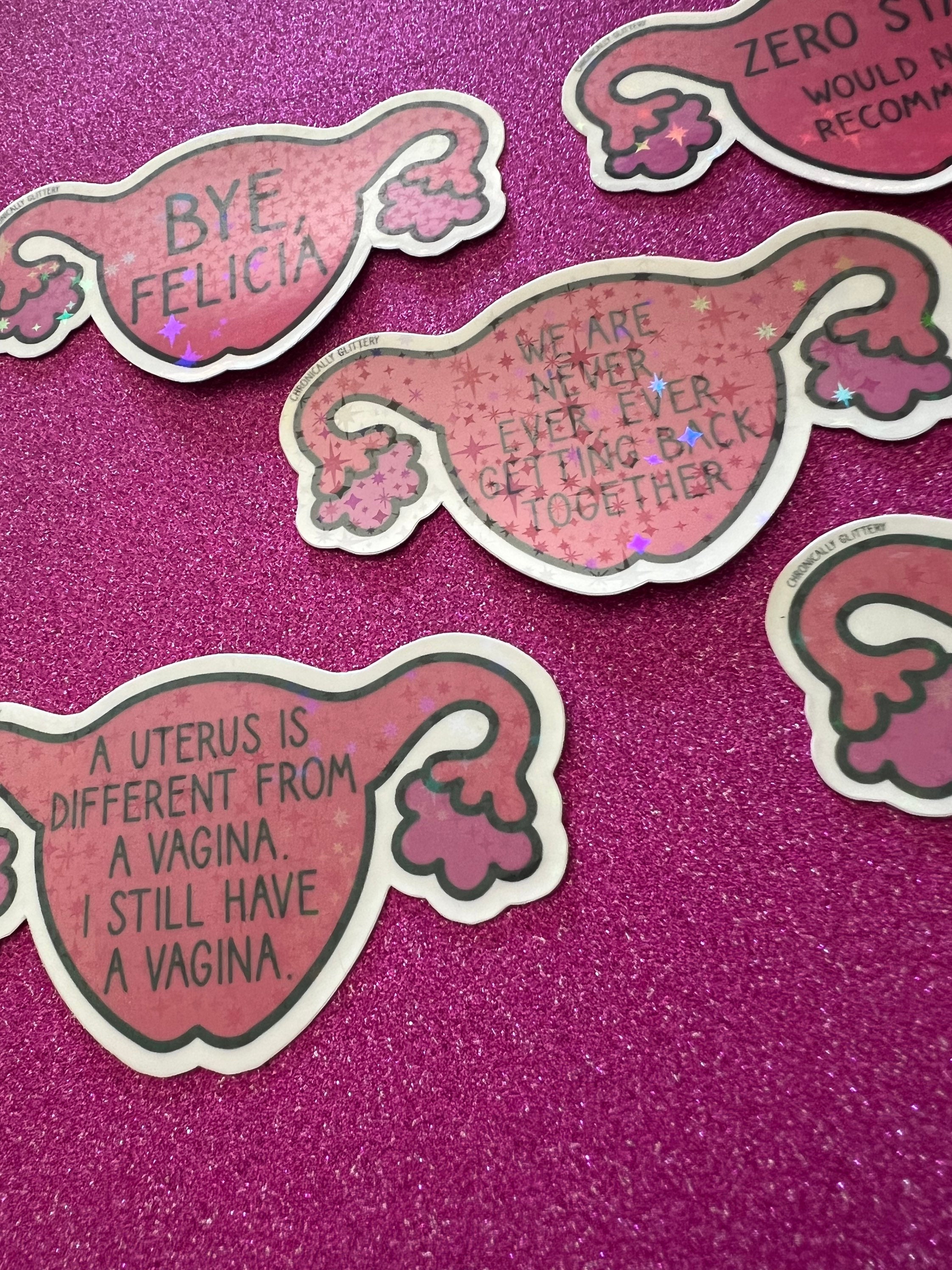 Holographic Funny Hysterectomy Sticker Pack, Bye Felicia, 99 Problems ...