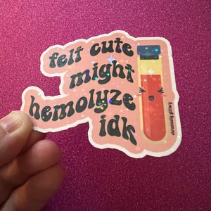 Holographic Felt Cute Sticker, Nurse, Phlebotomy, Hemolyzed, Sparkle ...