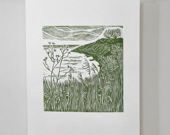 Landscape Lino Print | Etsy