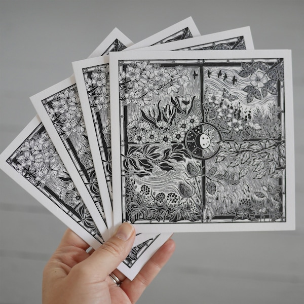 Linocut Cards - Etsy