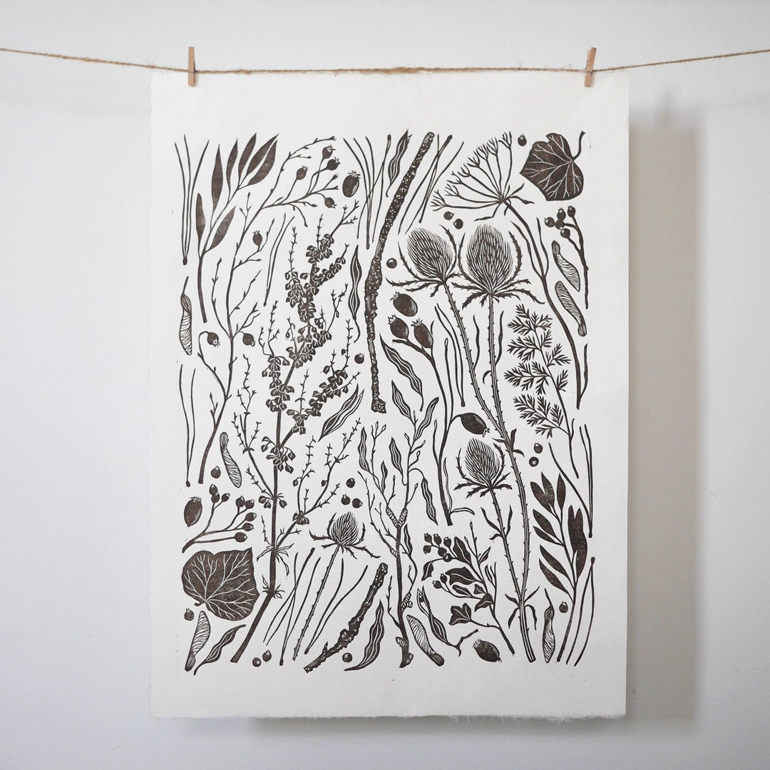 Winter Walk Botanical Original Limited Edition Lino Print, Linocut ...